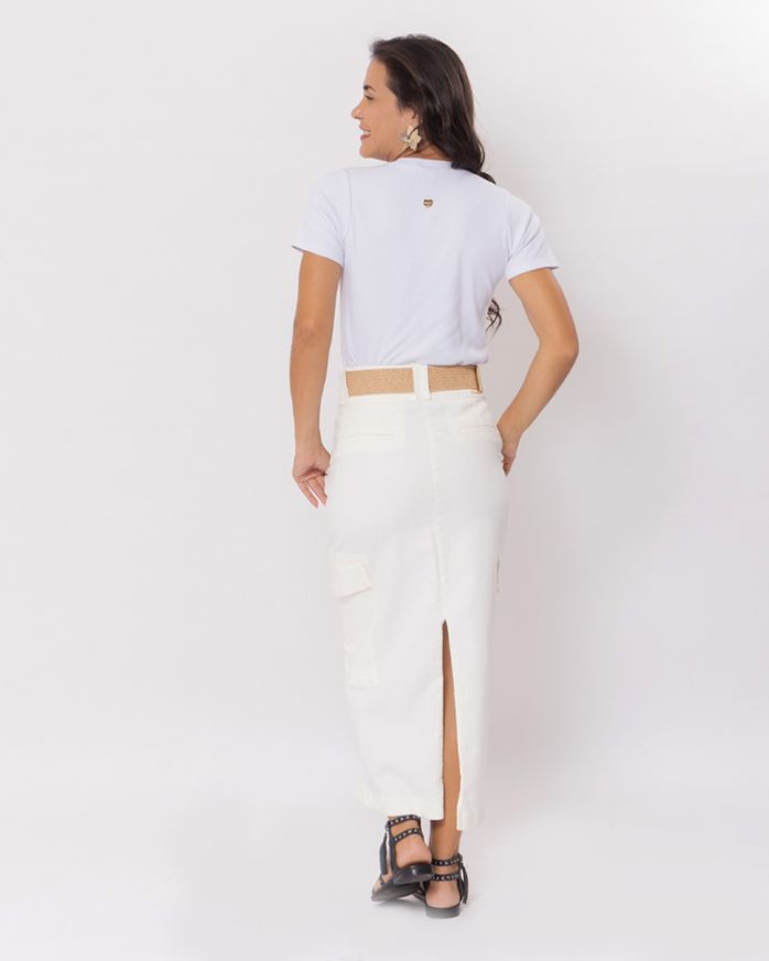 Saia Midi Sarja Utilitária Off White - lojabluk