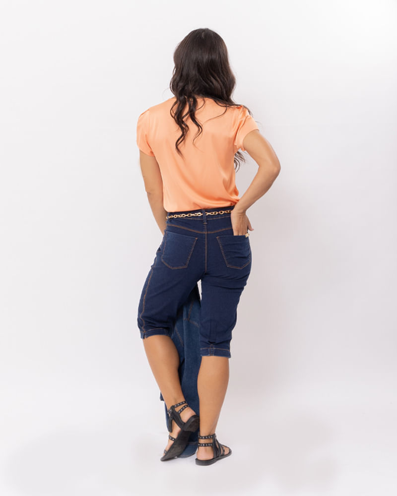 Max Bermuda Jeans Soft Pespontos Laterais Azul - lojabluk