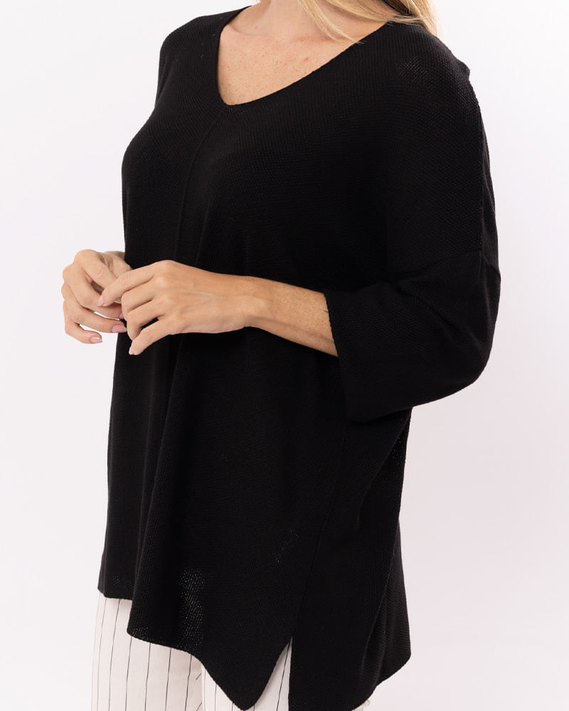 Max Blusa Tricot Ponto Pique Preto - lojabluk